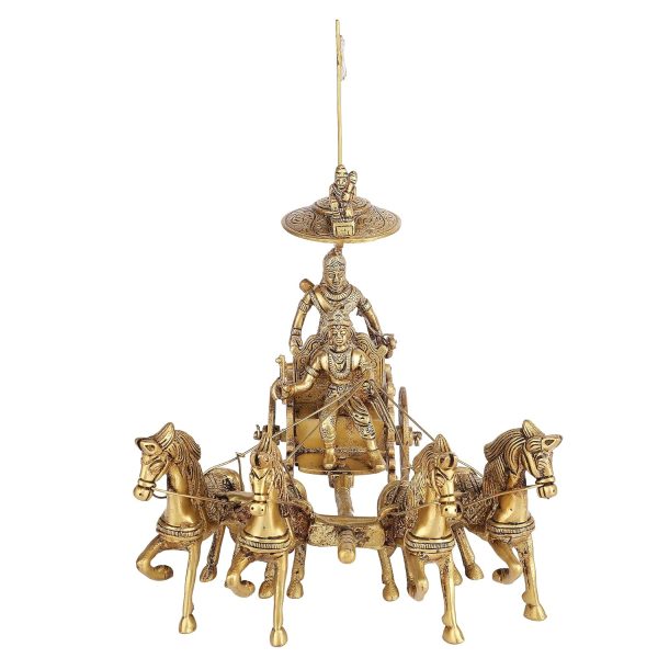 Krishna Rath Statue, Krishna Arjuna Chariot Sculpture - Pooja Item Shop